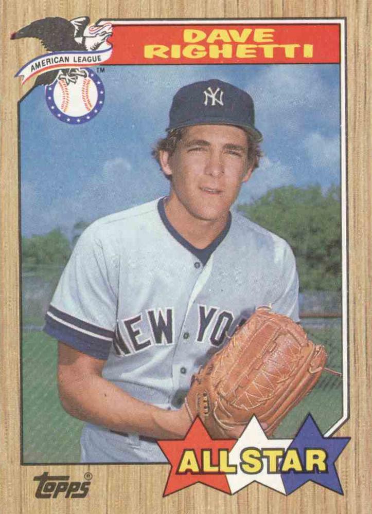 Dave Righetti 1987 Topps Baseball Card - 1980s Baseball